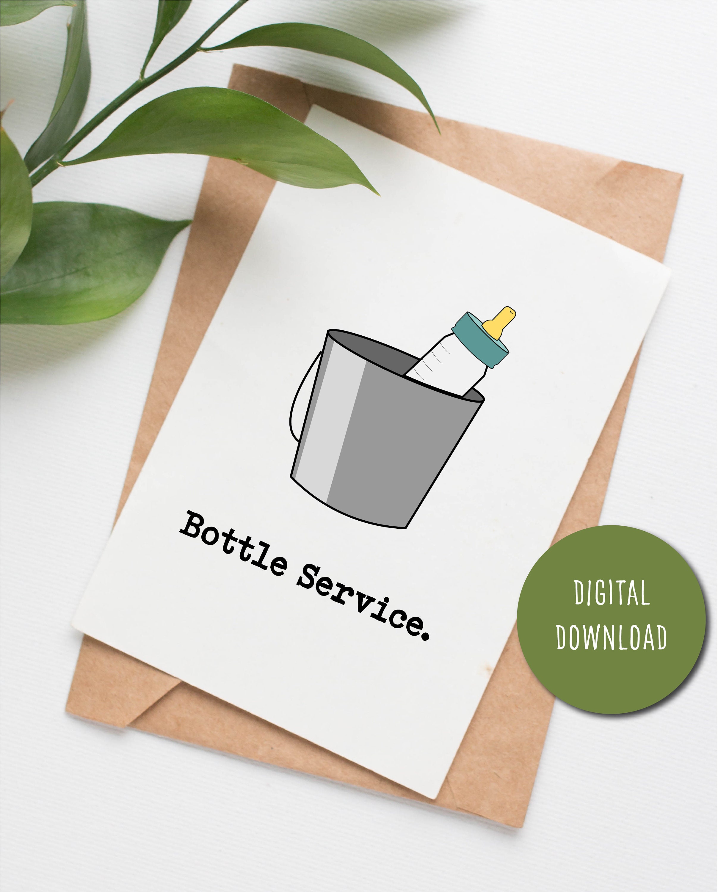 PRINTABLE Bottle Service Funny Baby Shower Card Digital | Etsy