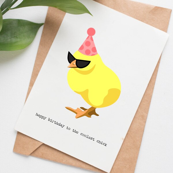 Cool Chick Birthday Card - Etsy