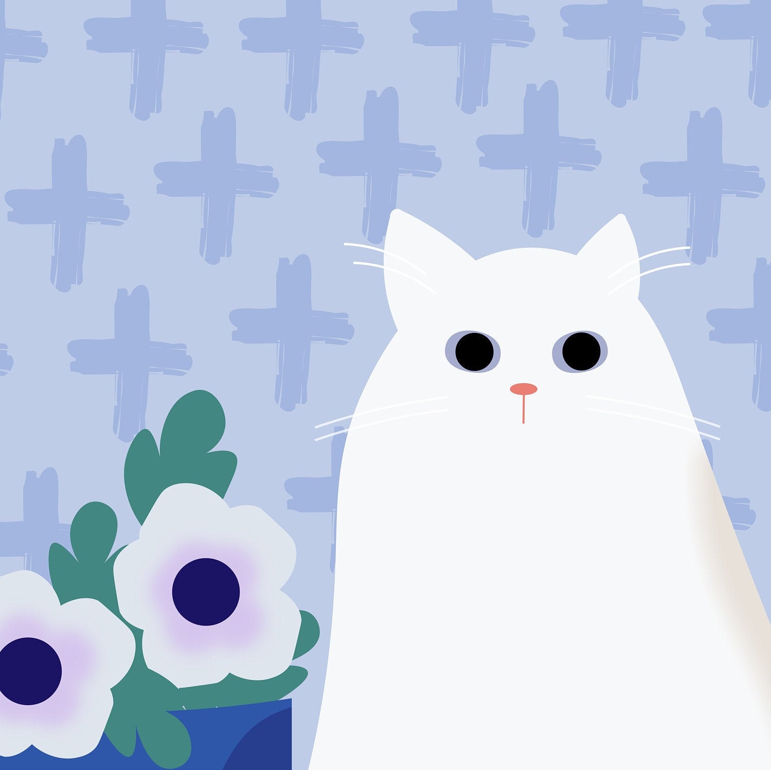 Periwinkle Cat impresión de arte / Calming wall art / boho cat | Etsy