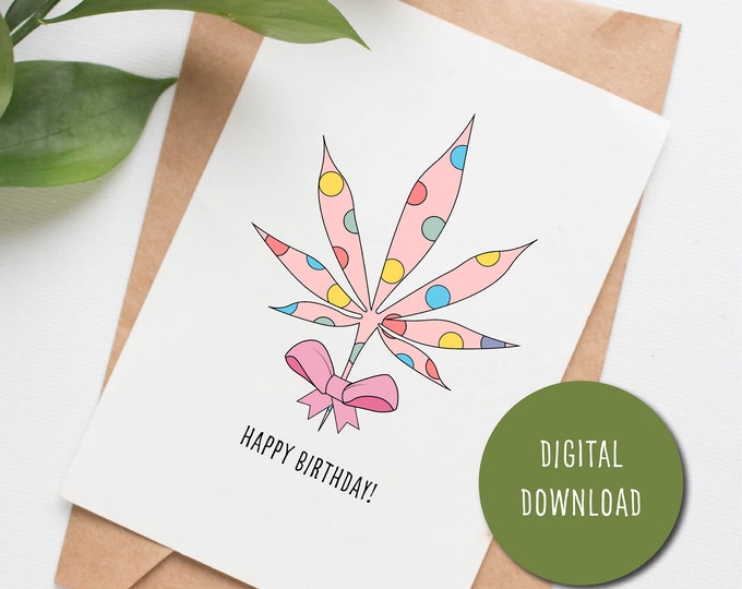 Marijuana Birthday Card, Printable Birthday Card for Friend, Stoner ...