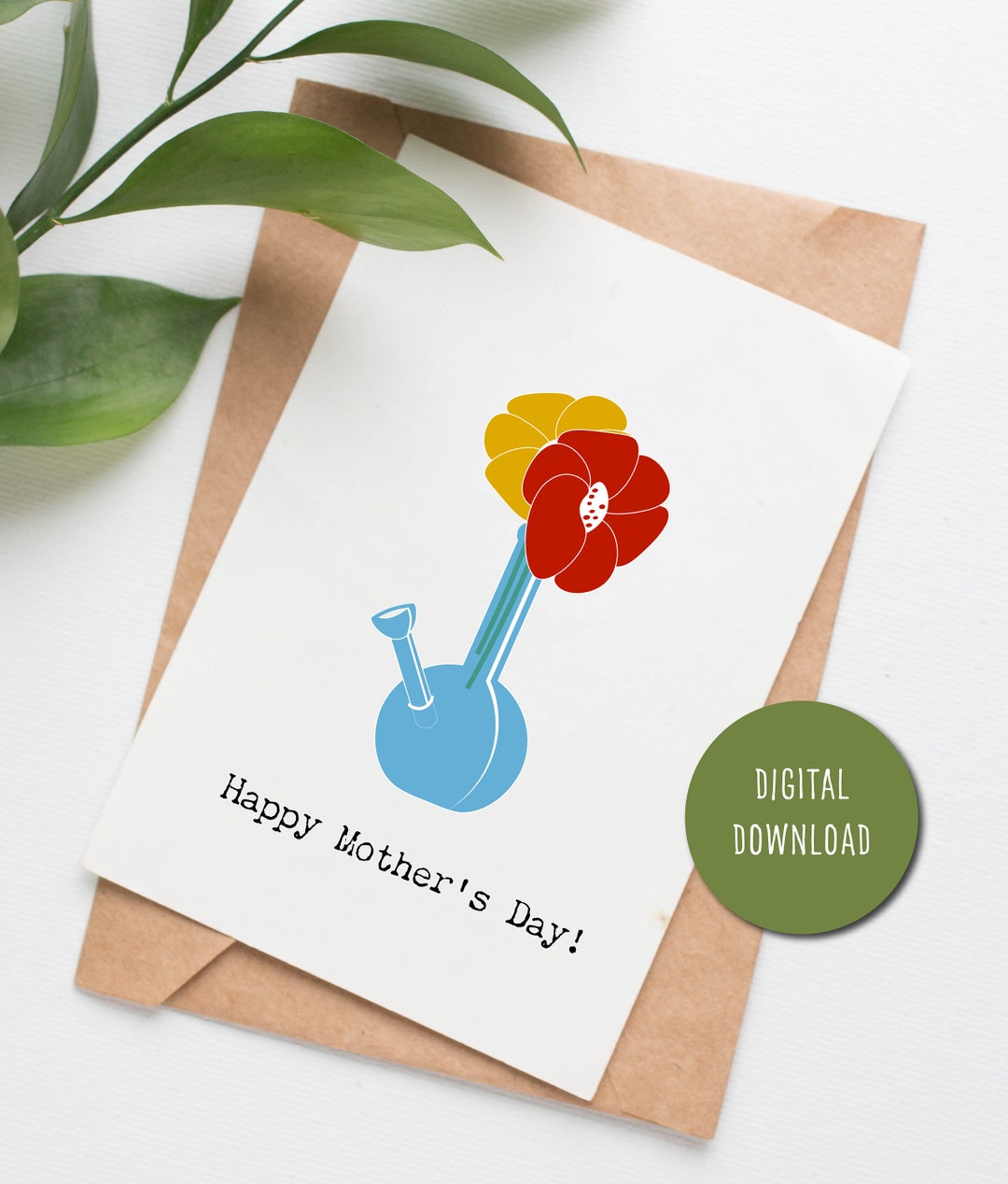 Bong Vase Card for Mothers Day Printable Card for Mom - Etsy