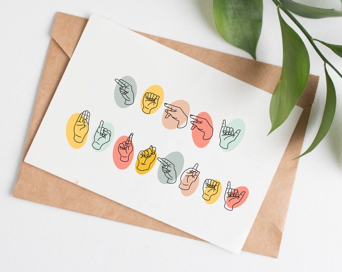 Sign Language Birthday Card for Friend, ASL Birthday Card for Child ...