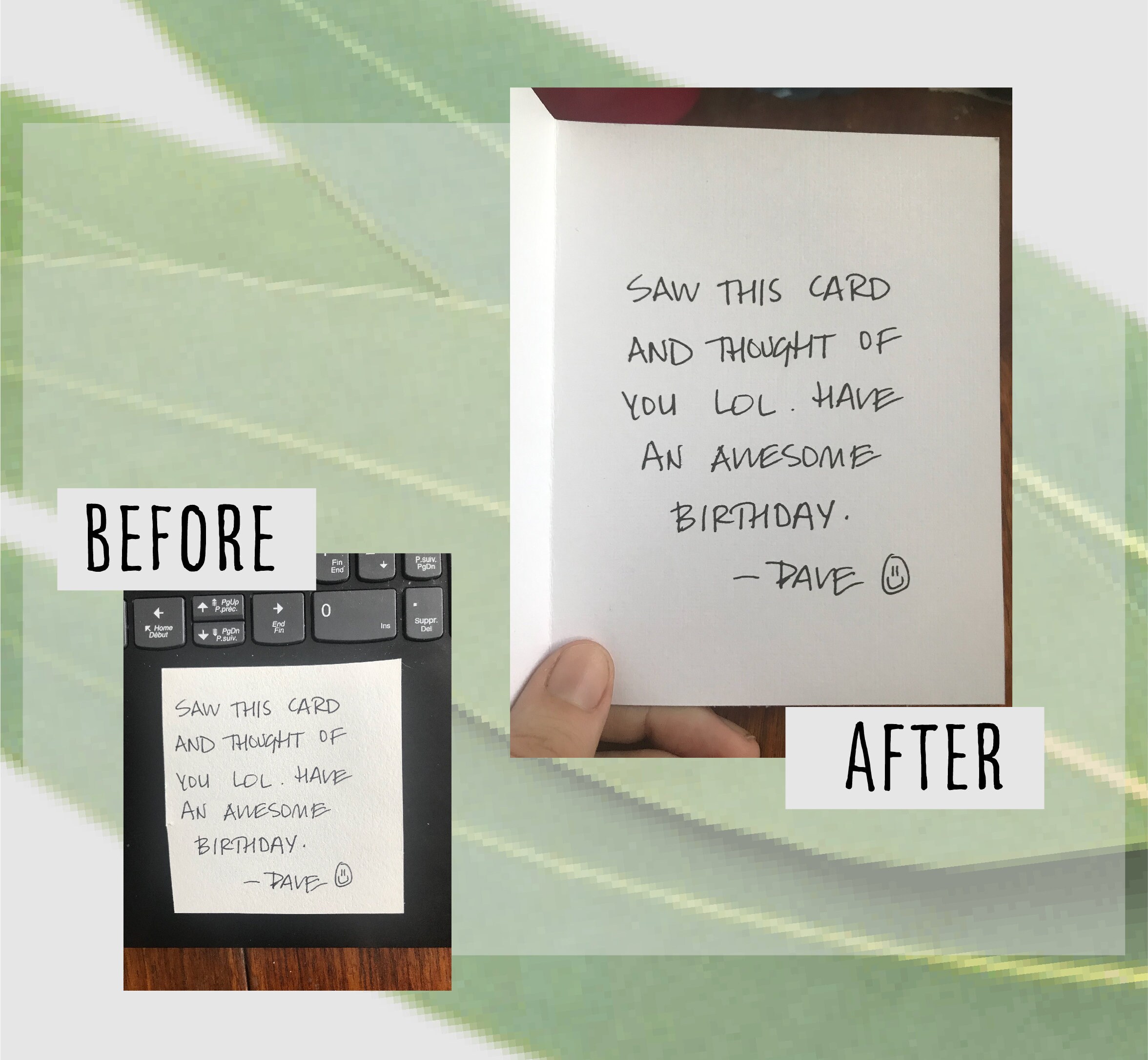 YOUR Handwritten Note in Card ADD-ON Personalization - Etsy