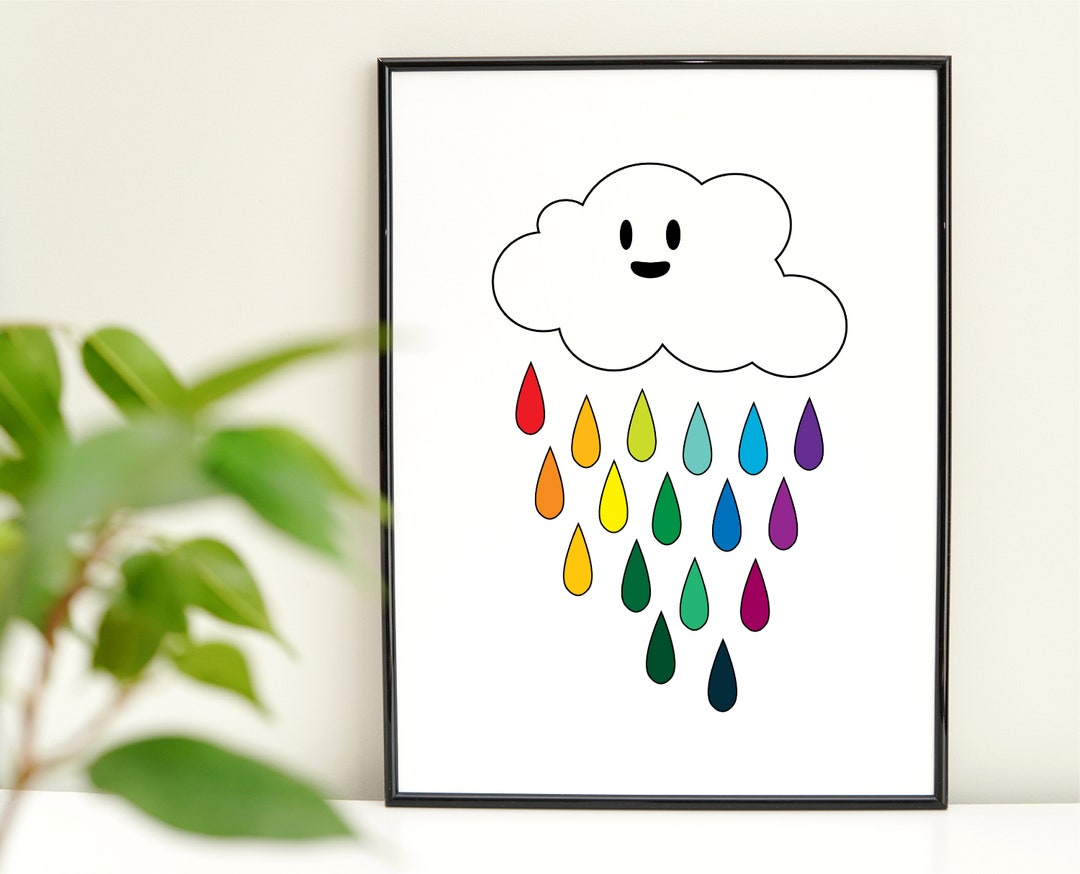 Rain Cloud Art for Kids Bedroom Digital Wall Art for - Etsy