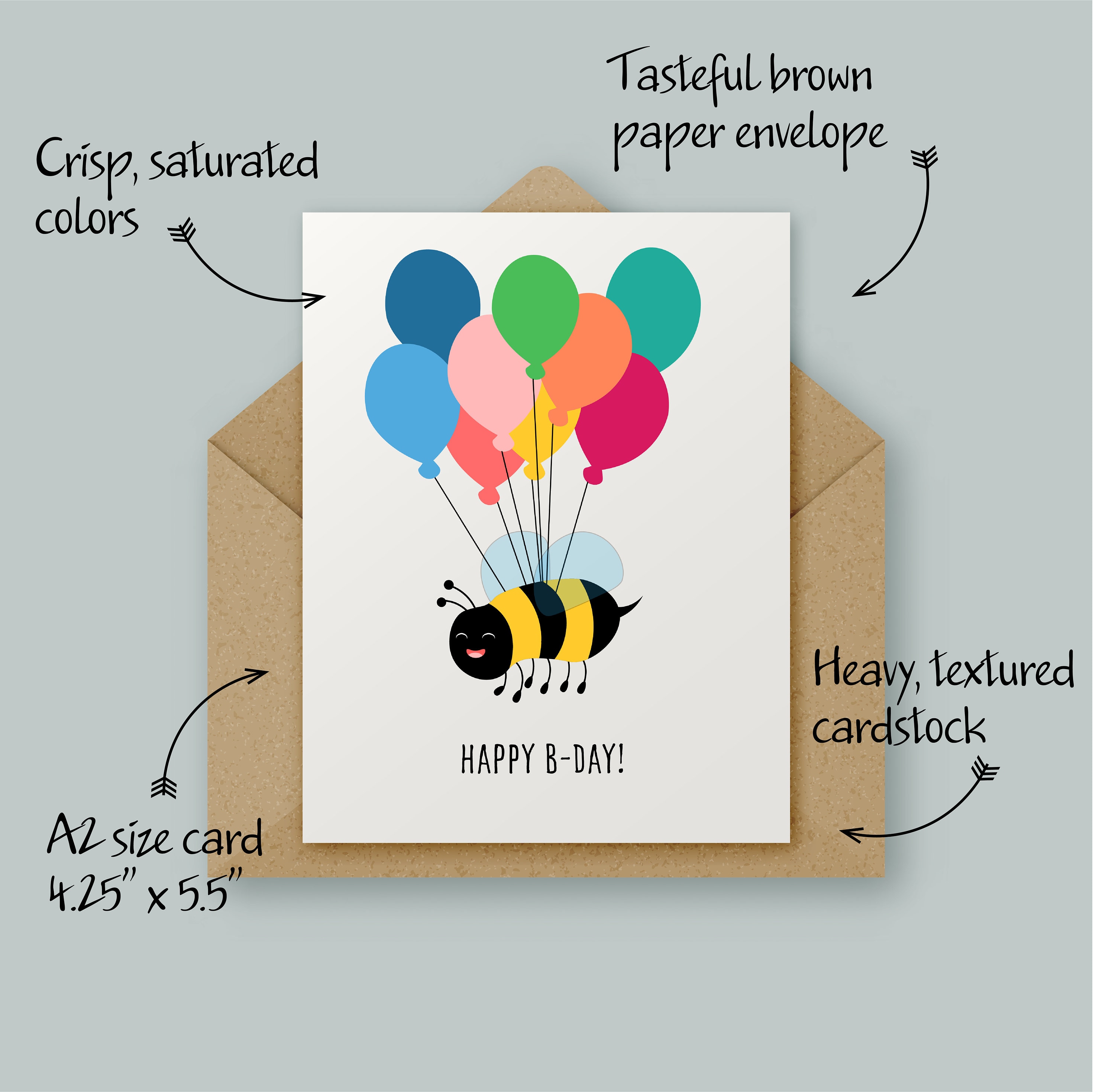 Bee Birthday Card for Kids Cute Birthday Card for Child 1st | Etsy