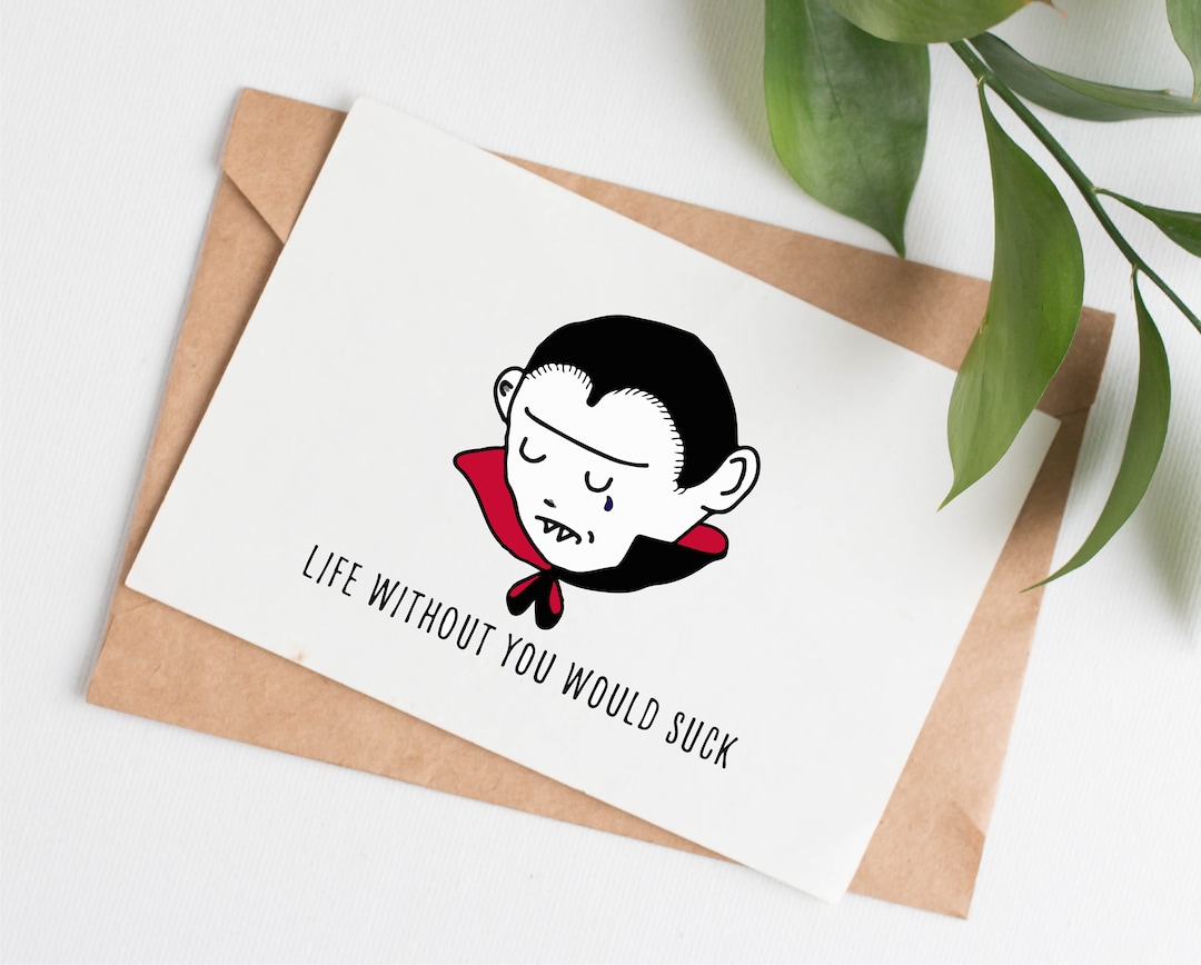 Vampire Card, Funny Card for Him, Cute Valentine Card for Girlfriend ...