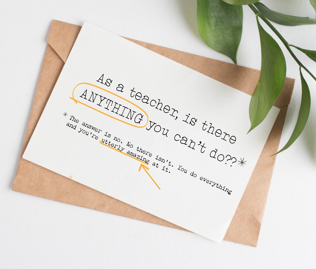 Anything Teacher Card From Student, Gift for Teacher Appreciation Week ...