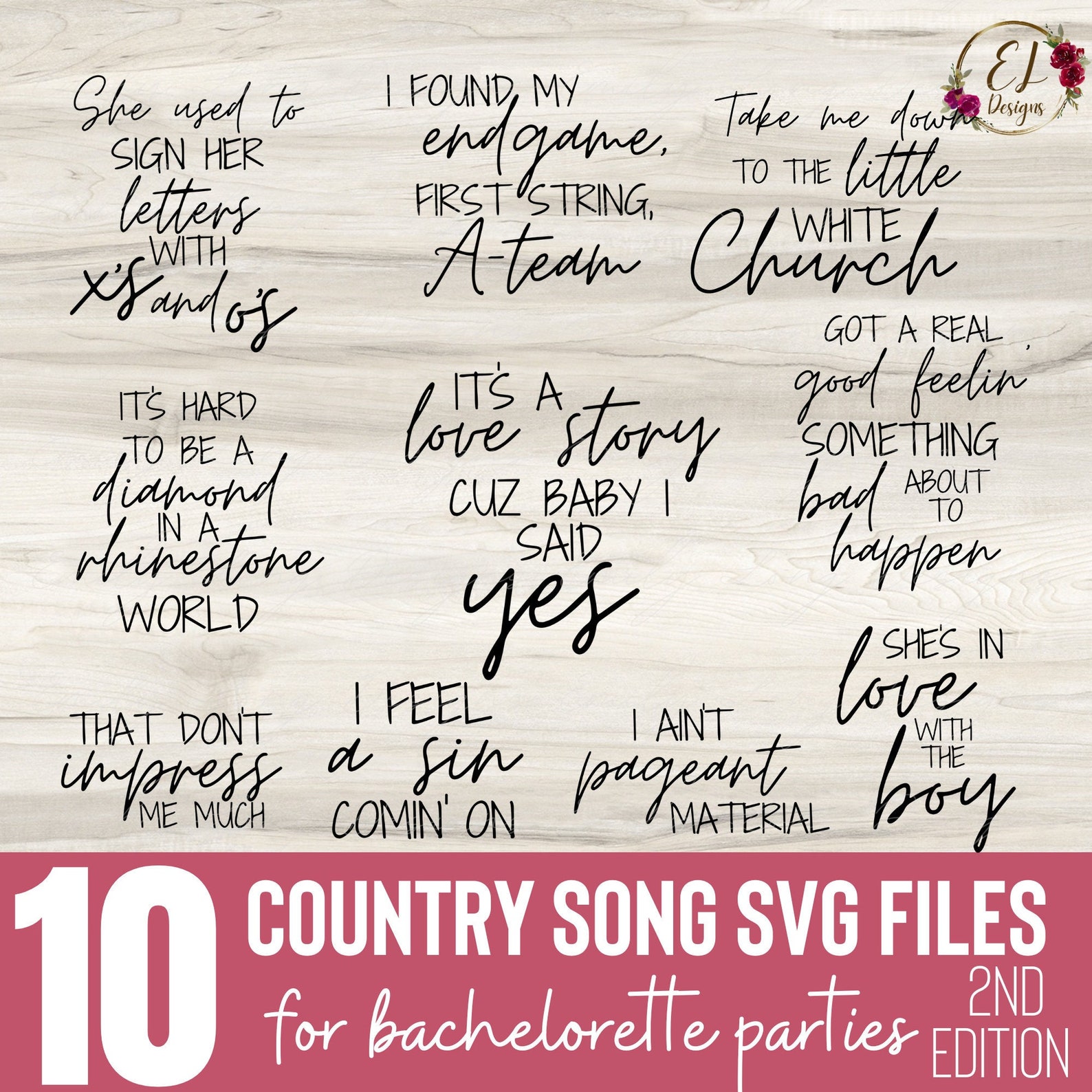 Country Song Lyric SVG for Shirts Bridal Party Shirt SVG - Etsy