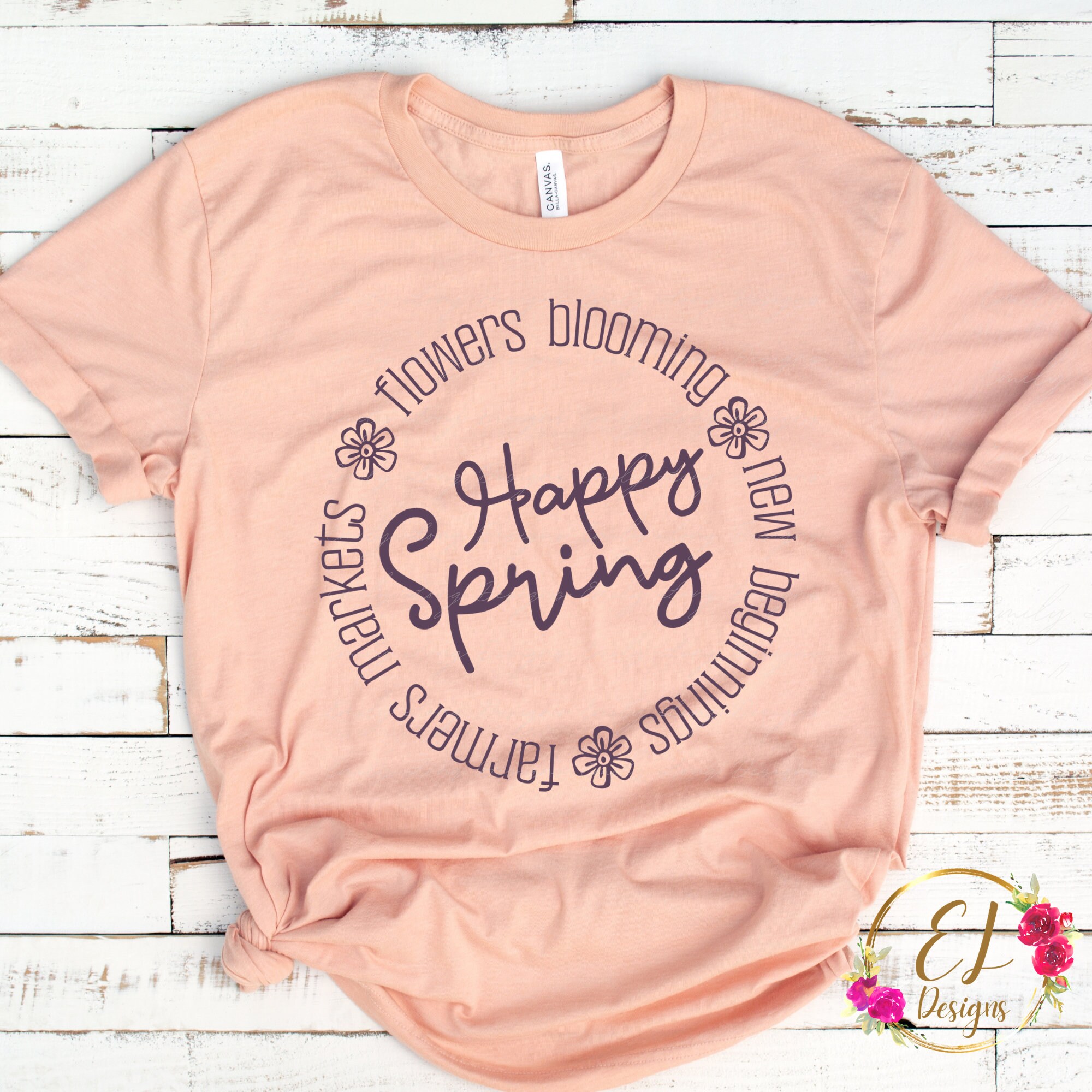 Happy Spring Circle SVG Round Spring Svg Spring Svg Cut | Etsy