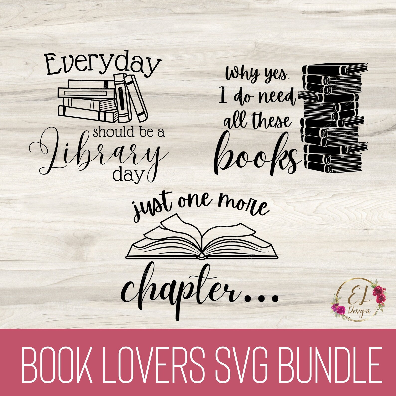 Book Lover Svg Bundle Library Bag Svg Just One More - Etsy