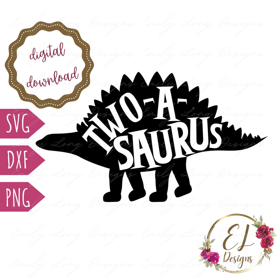 Dinosaur SVG Two A Saurus Svg 2nd Birthday SVG Boys - Etsy