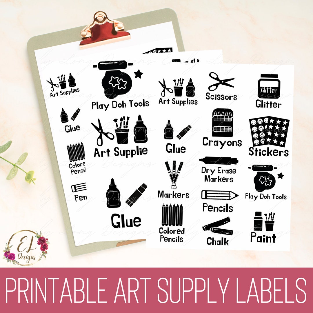 Printable Art Supply Labels | Craft Supply Labels | Art Supplies Labels ...