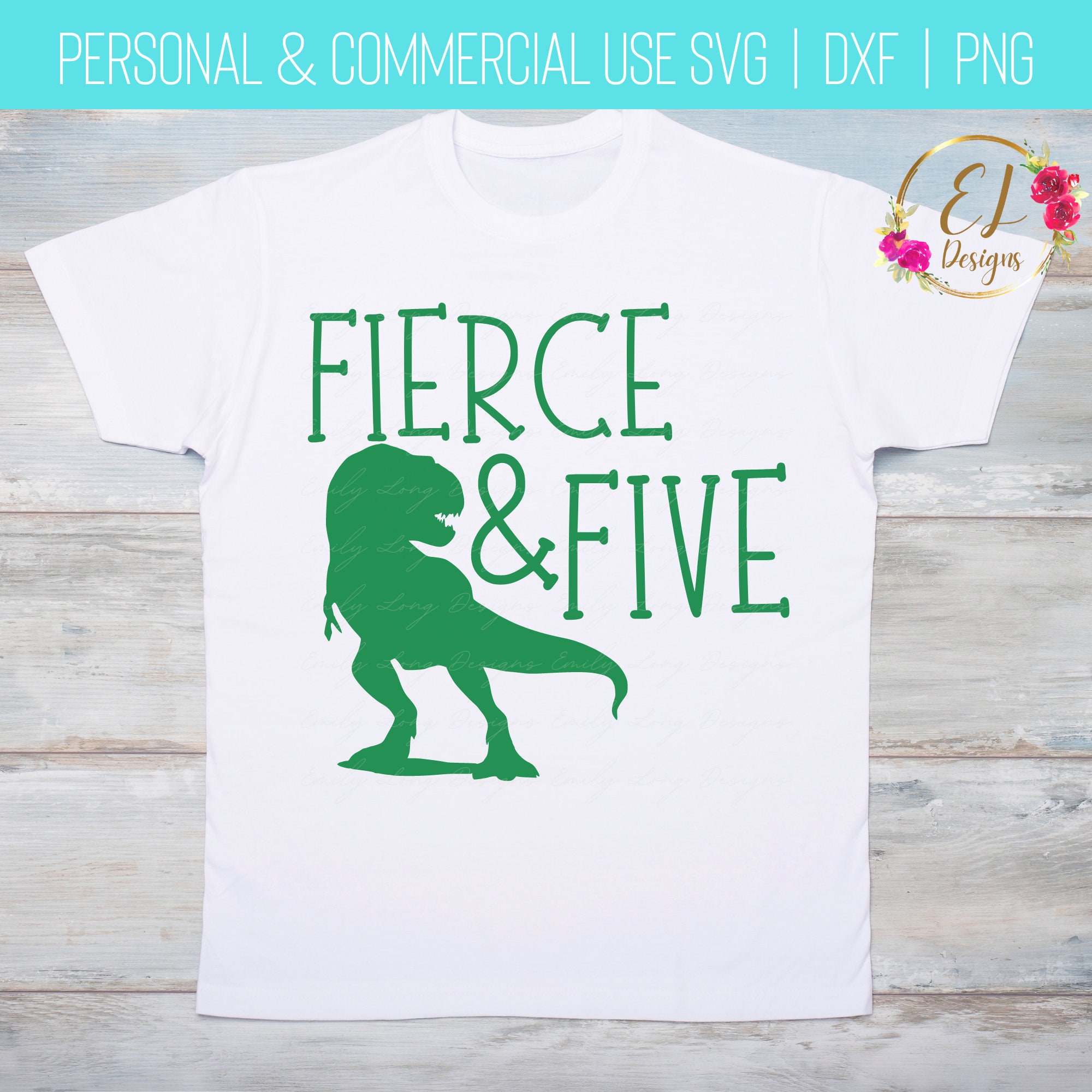 Dinosaur SVG Fierce and Five Svg 5th Birthday SVG Boys - Etsy Canada