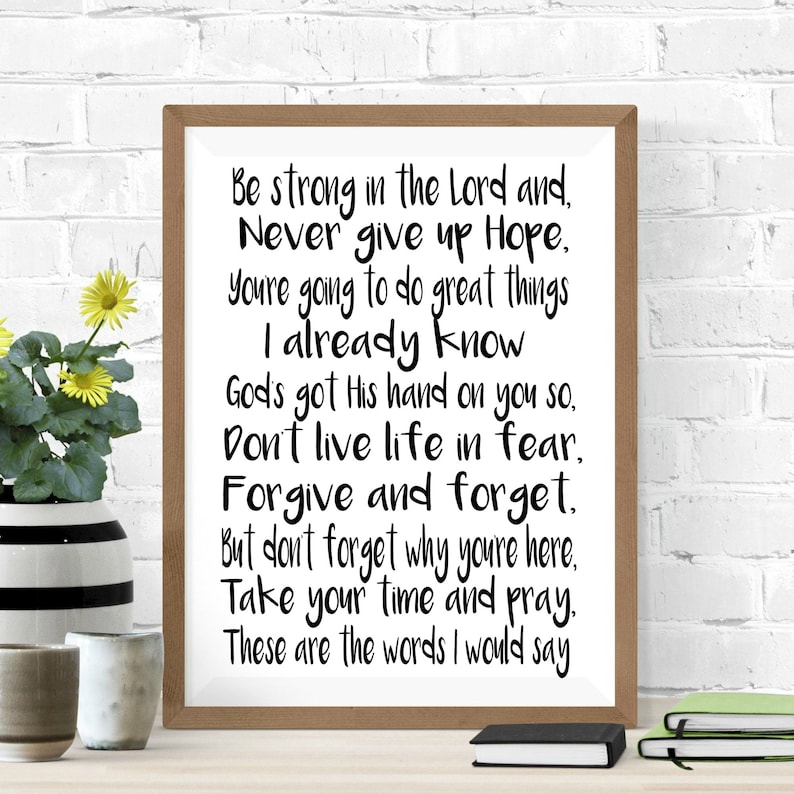 Be Strong in the Lord Printable Wall Art Christian Song Lyrics - Etsy