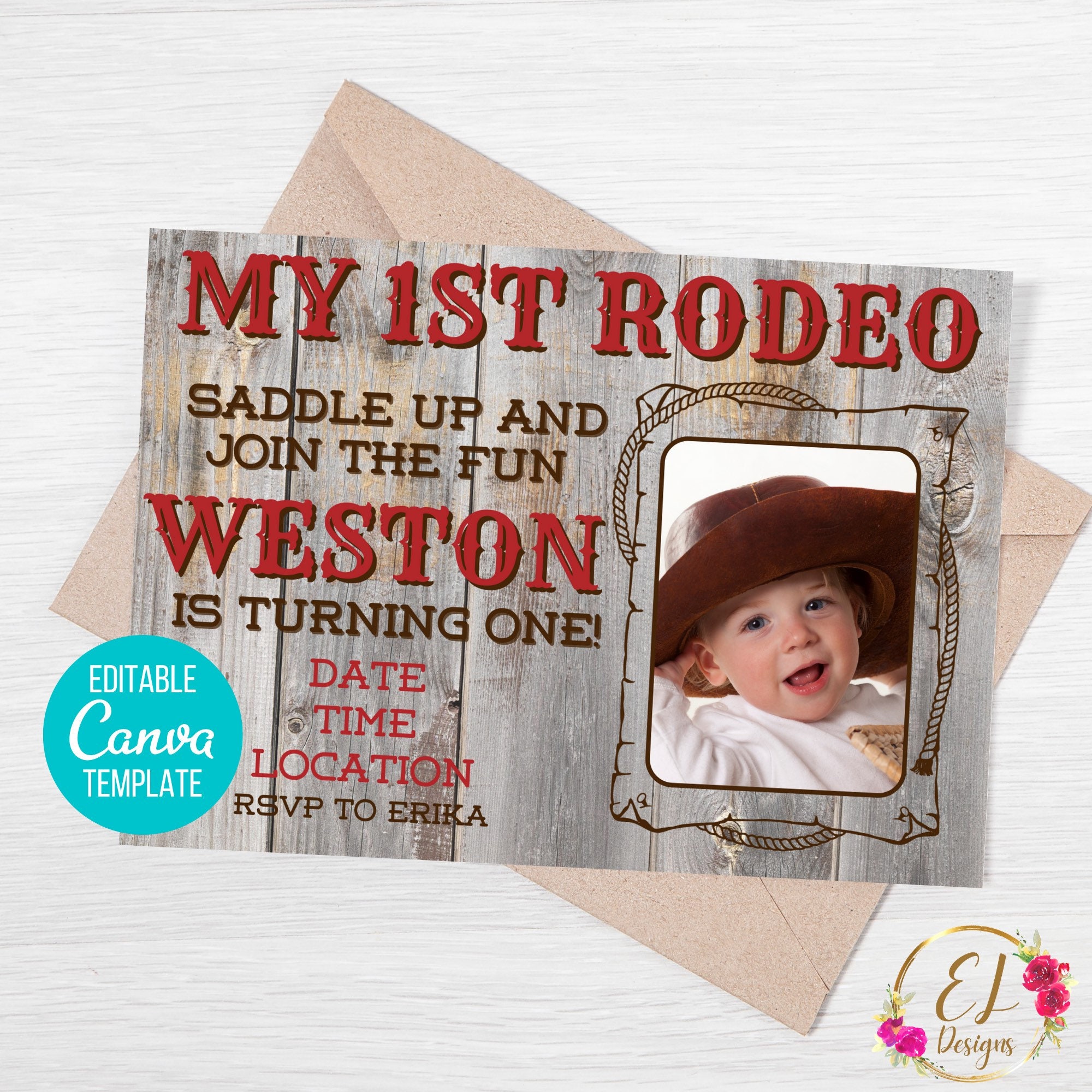 1st Birthday Invitation Rodeo My 1st Rodeo Birthday | Etsy