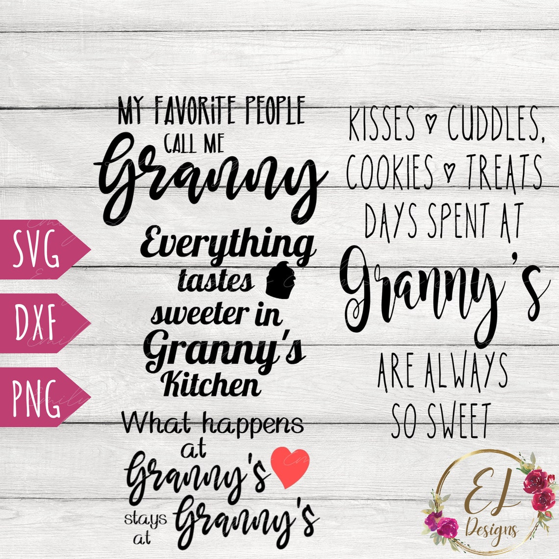 Granny SVG Bundle | Grandparents Day Gift | Granny's Grandparent Gift ...