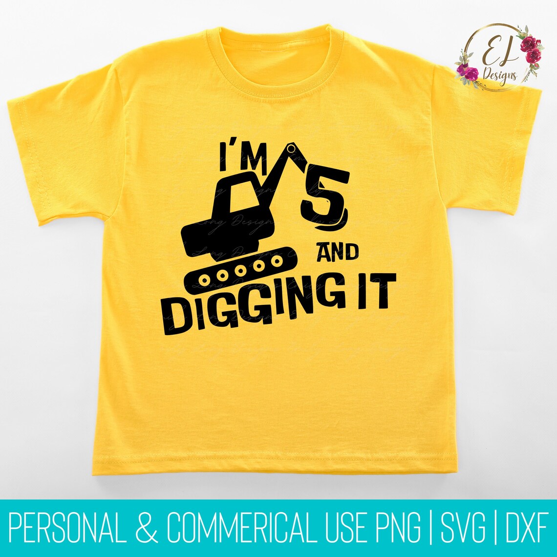 I'm 5 and Digging It SVG 5th Birthday SVG Birthday Boy - Etsy