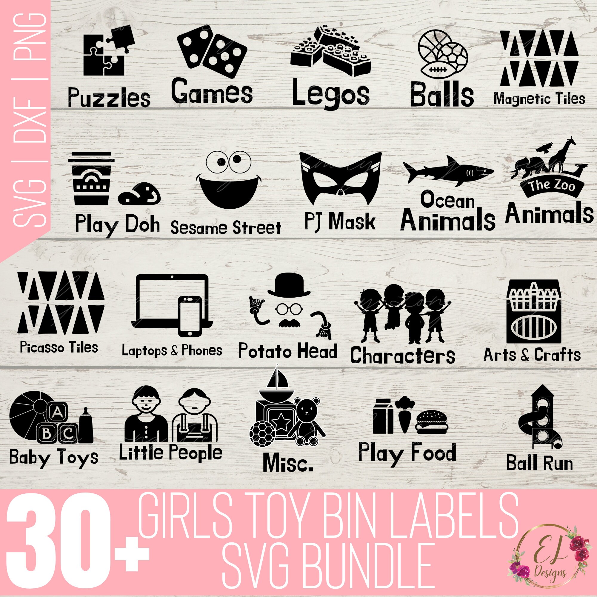 Girls Toy Bin Labels Svg Playroom Labels SVG Toy Labels - Etsy Canada