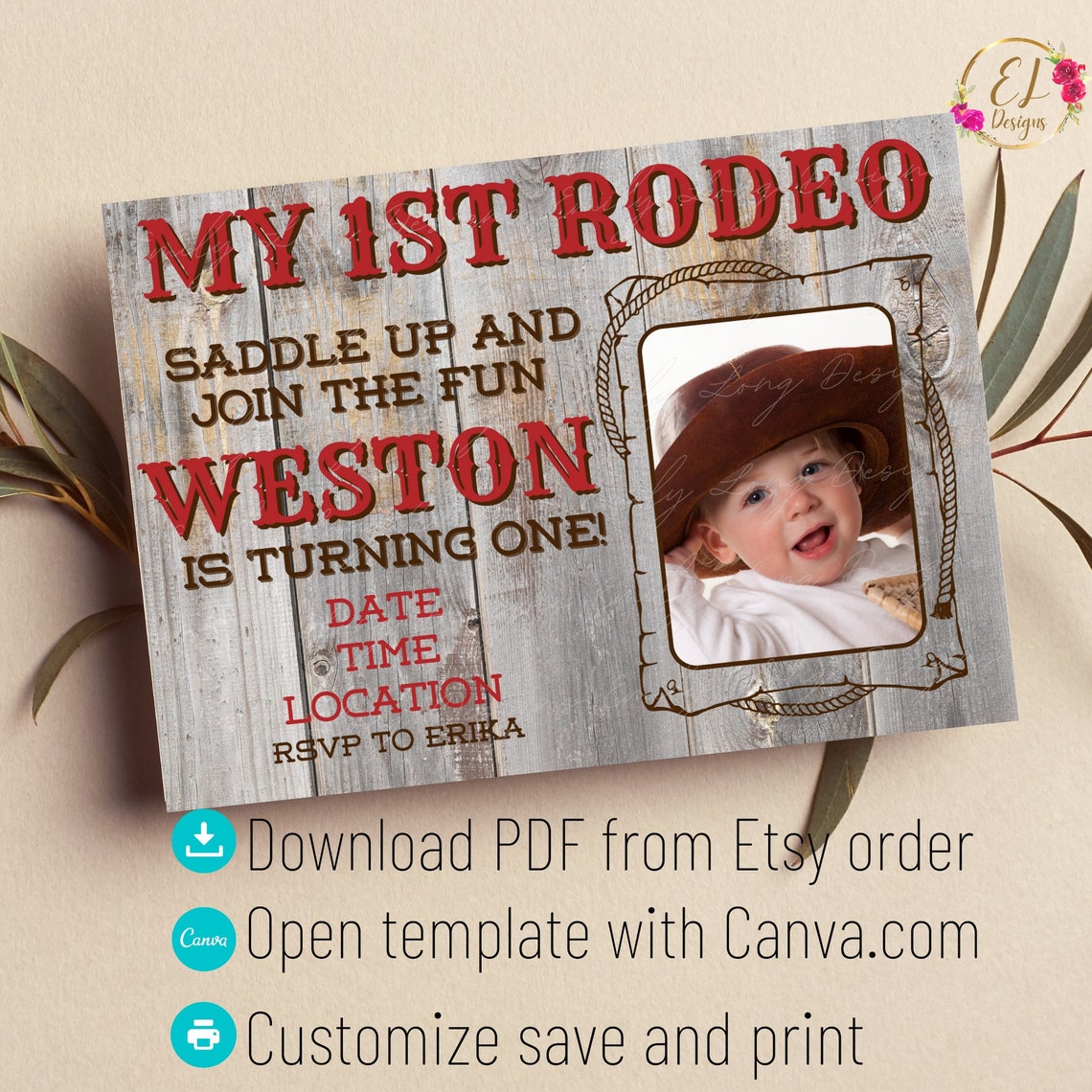 1st Birthday Invitation Rodeo My 1st Rodeo Birthday | Etsy