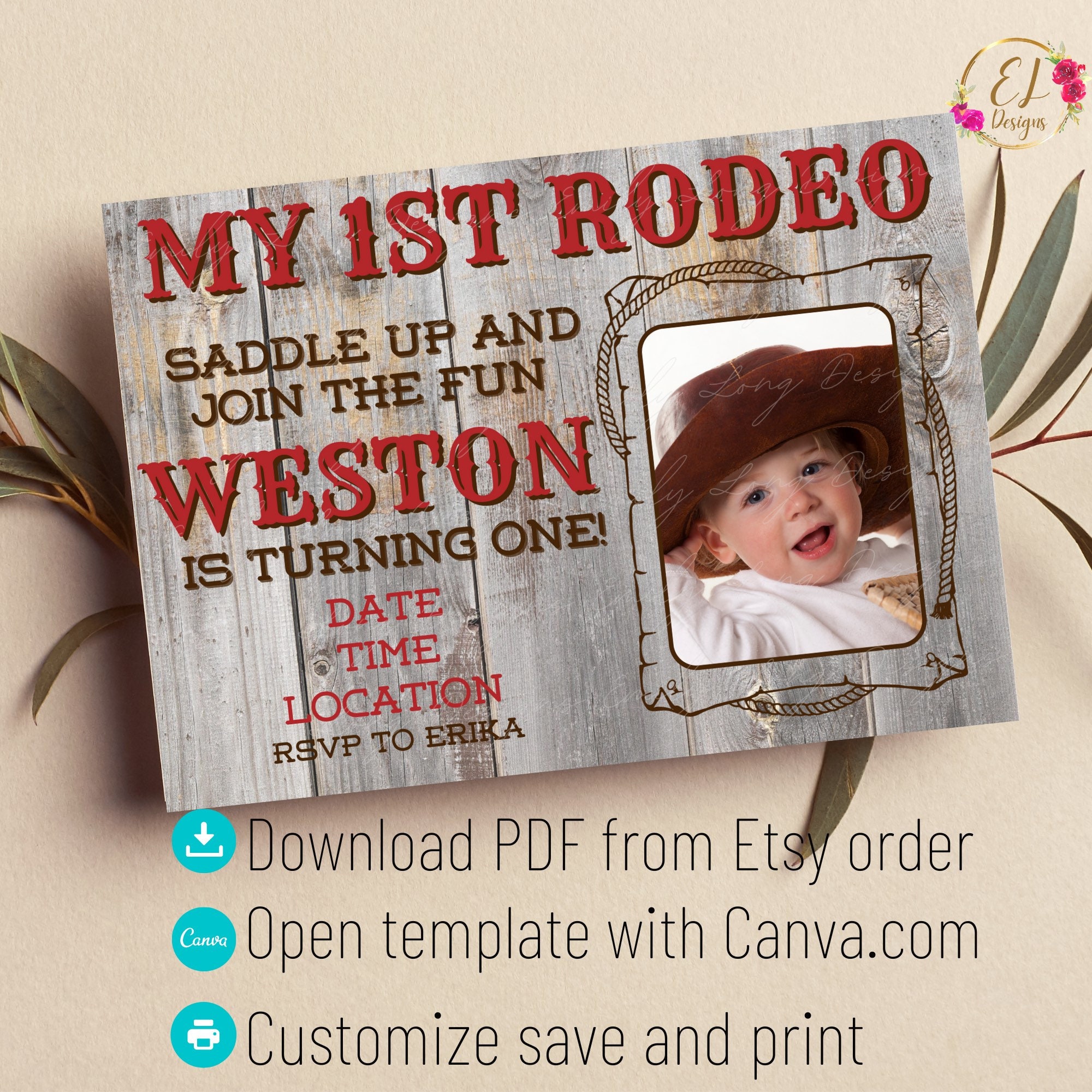 1st Birthday Invitation Rodeo My 1st Rodeo Birthday | Etsy