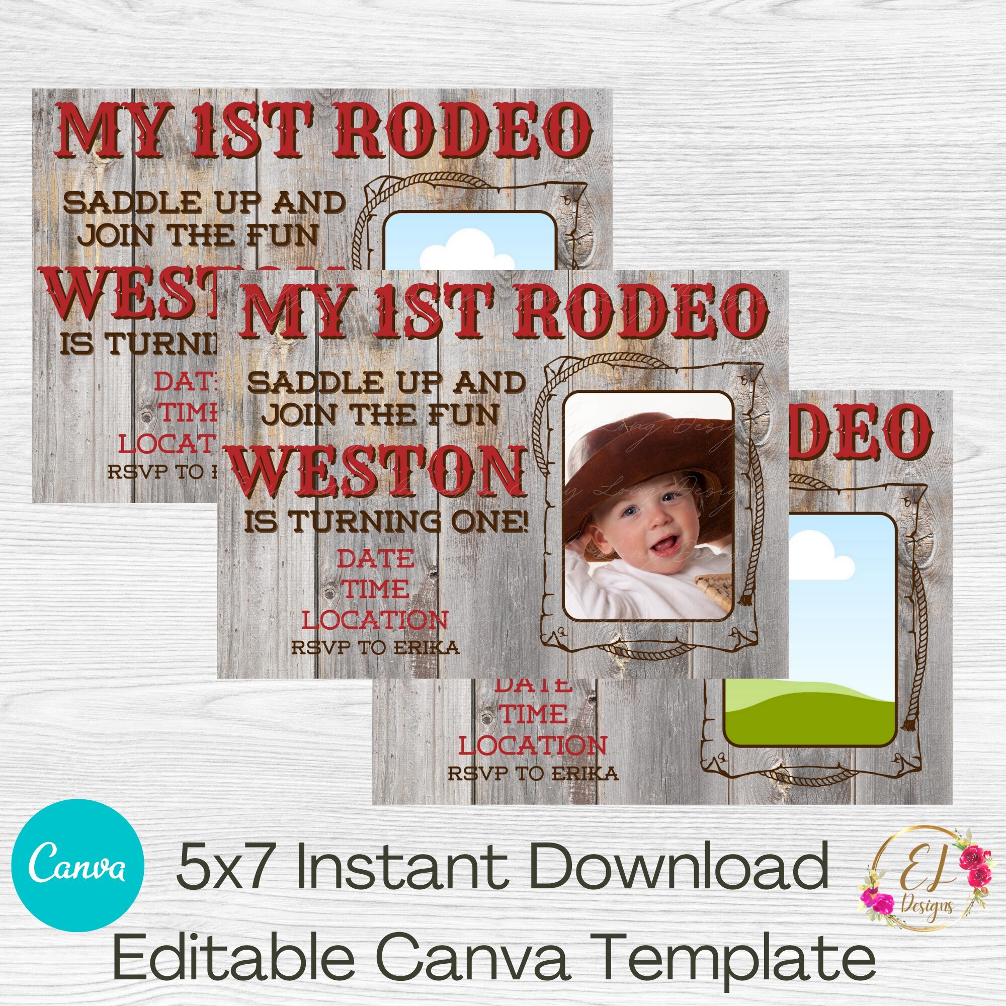 1st Birthday Invitation Rodeo My 1st Rodeo Birthday | Etsy