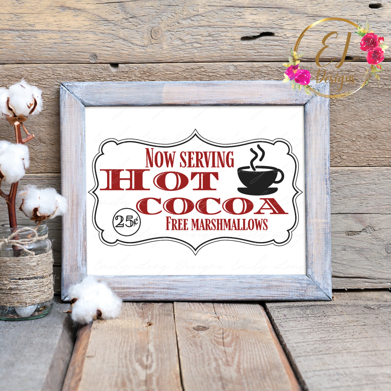 Hot Cocoa Bar Sign Printable Printable Winter Sign | Etsy