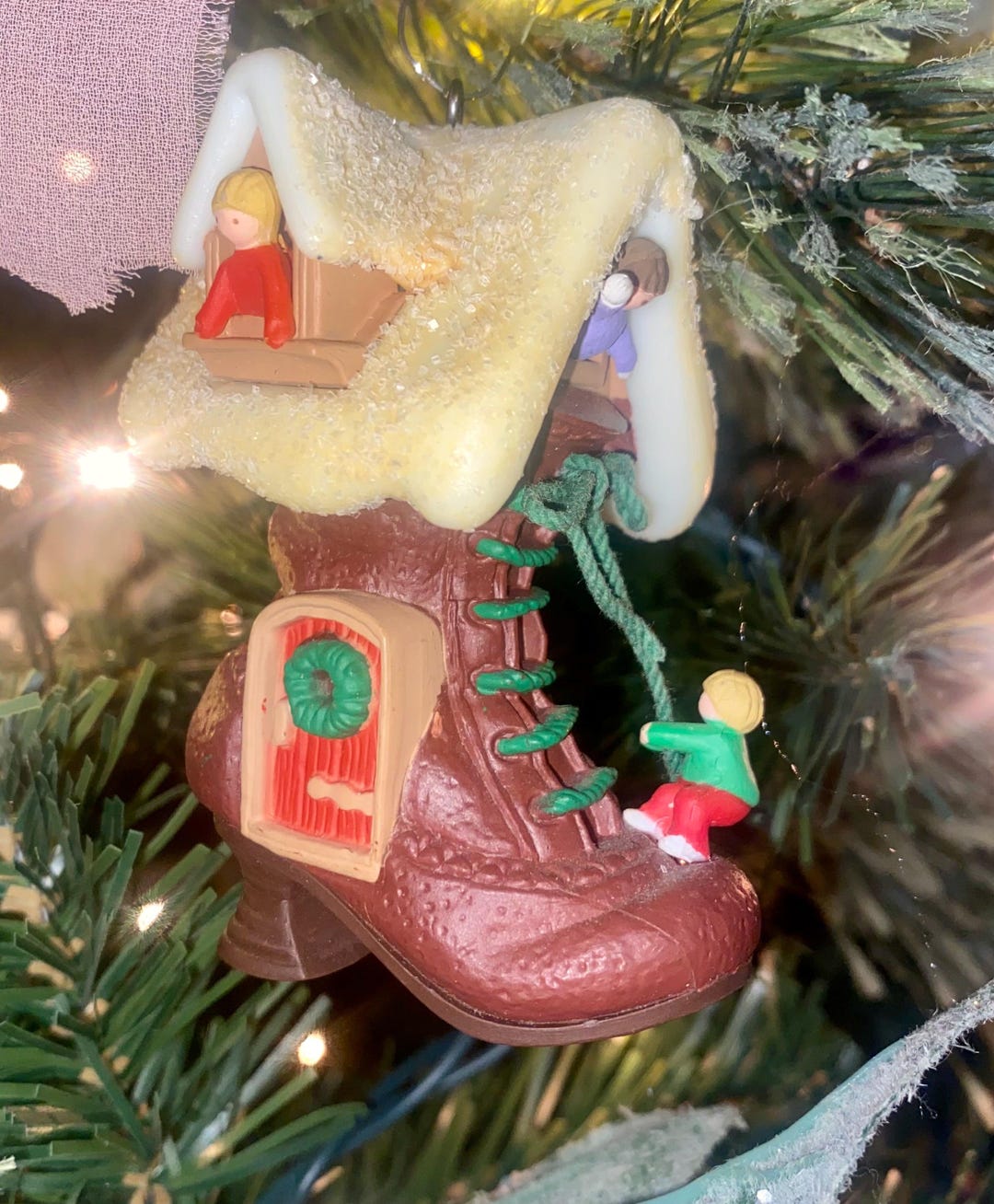 Vintage Hallmark Children in a Shoe Ornament - Etsy