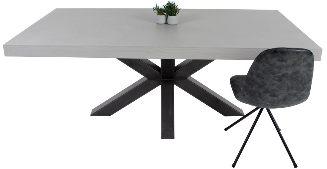 Concrete Table With Matrix Leg concrete Table, Metal Table Legs, Dining ...