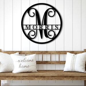 Custom Family Name Metal Sign Initial Sign Metal Monogram - Etsy