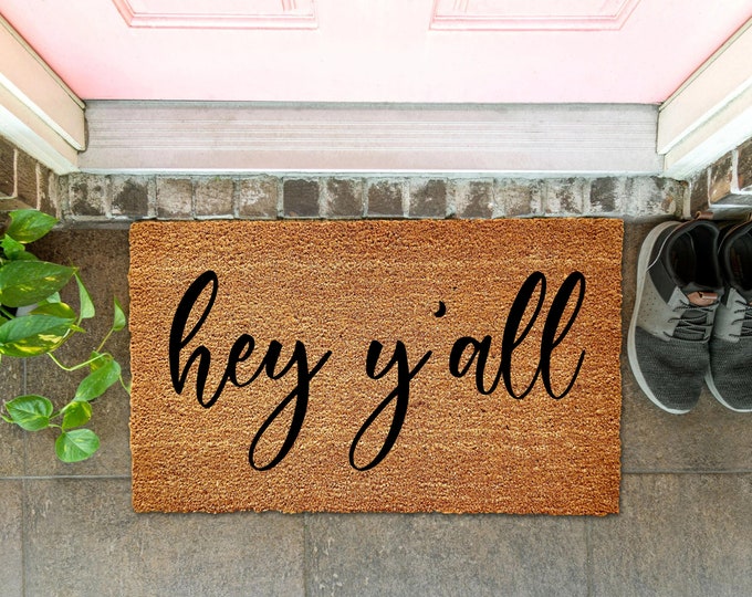 Welcome Y'all Doormat, Texas Country Welcome Mat, Flocked Coir Outdoor ...