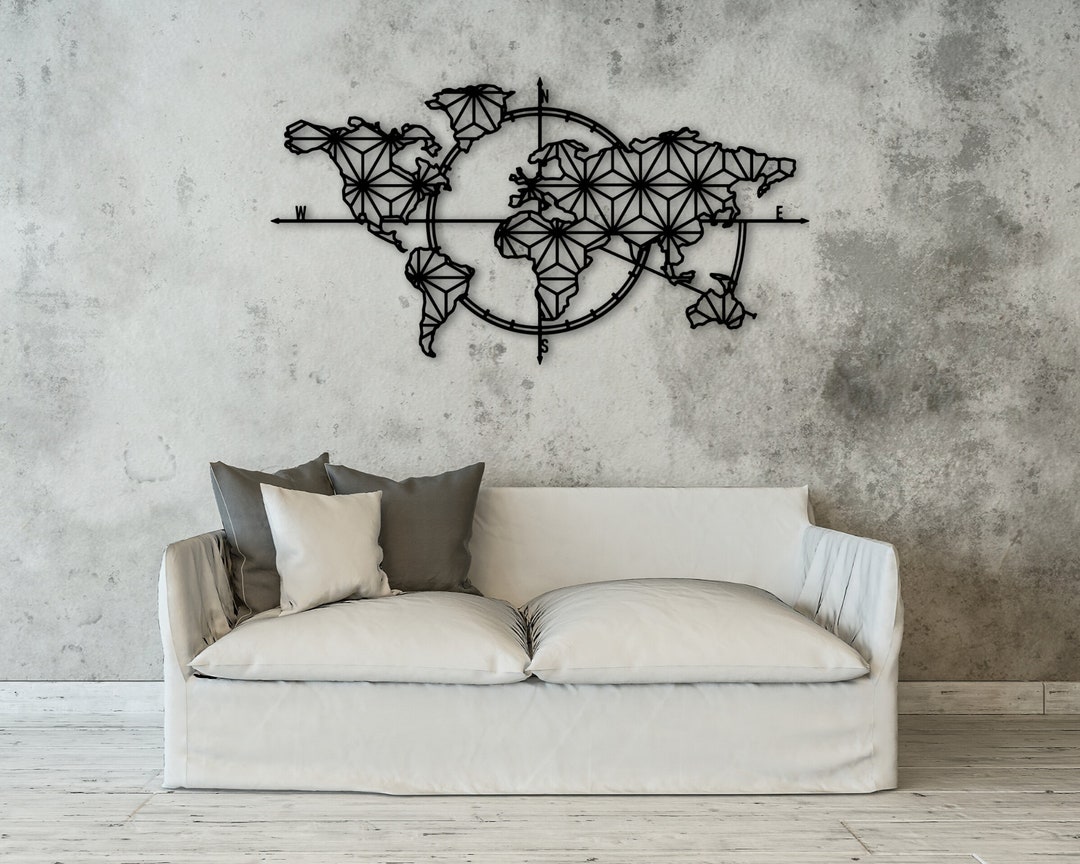 Metal World Map Wall Art, Metal Wall Decor, Metal Wall Art, Weltkarte ...