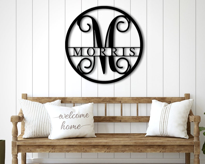 Custom Family Name Metal Sign Initial Sign Metal Monogram - Etsy