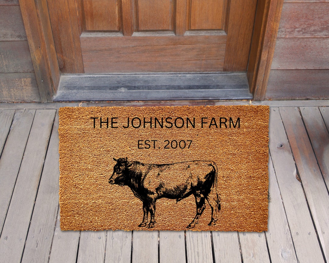 Custom Ranch Farm Cattle Brand Doormat, Personalized Brand Logo Door ...