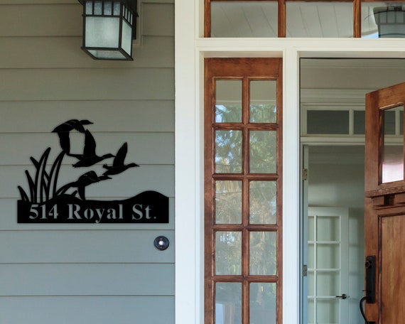 Duck Address Sign Metal Duck Sign Ducks Flying on A Pond - Etsy