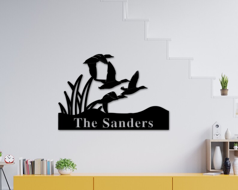 Duck Address Sign Metal Duck Sign Ducks Flying on A Pond - Etsy