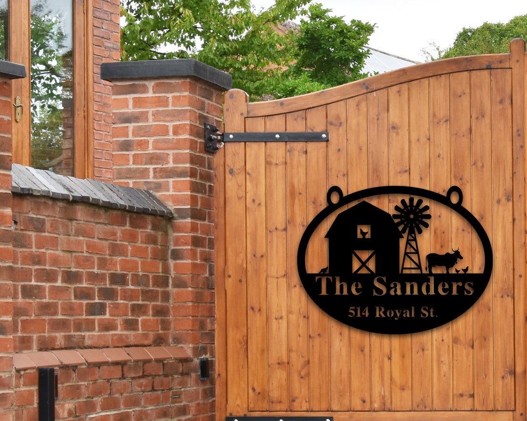 Metal Address and Name Sign for House, Address Plaque, Farm Gate Sign ...