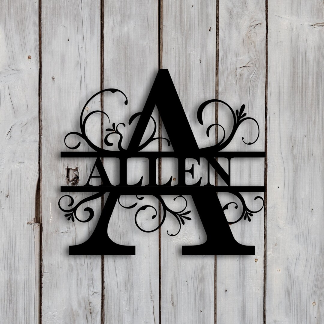 Custom Metal Split Monogram Sign, Family Name Metal Sign, Split ...