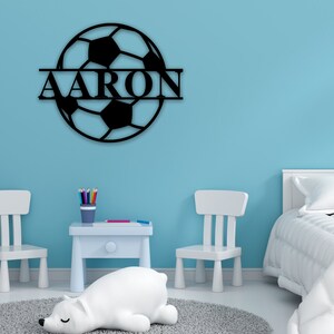 Soccer Metal Wall Art, Metal Sports Decor, Soccer Sign, Soccer Name ...