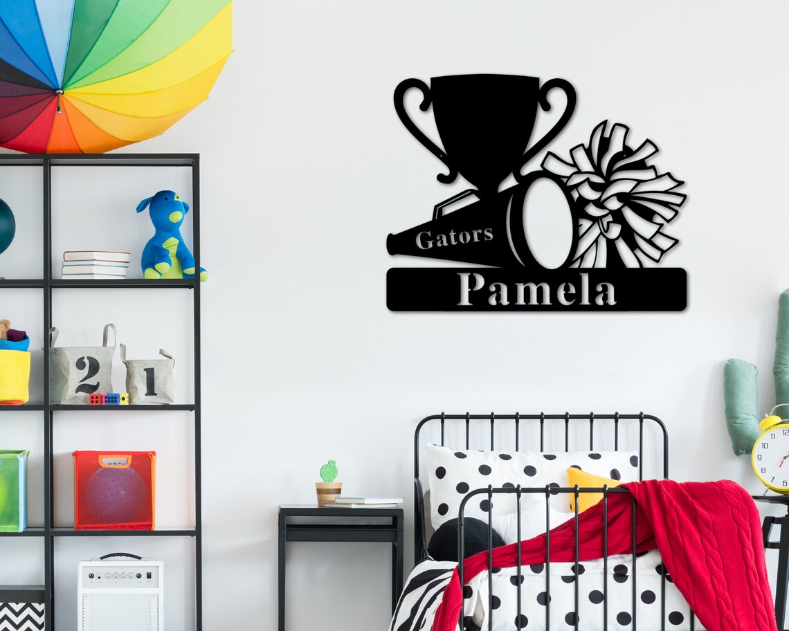 Cheerleading Name Sign Nursery Decor Personalized Metal - Etsy