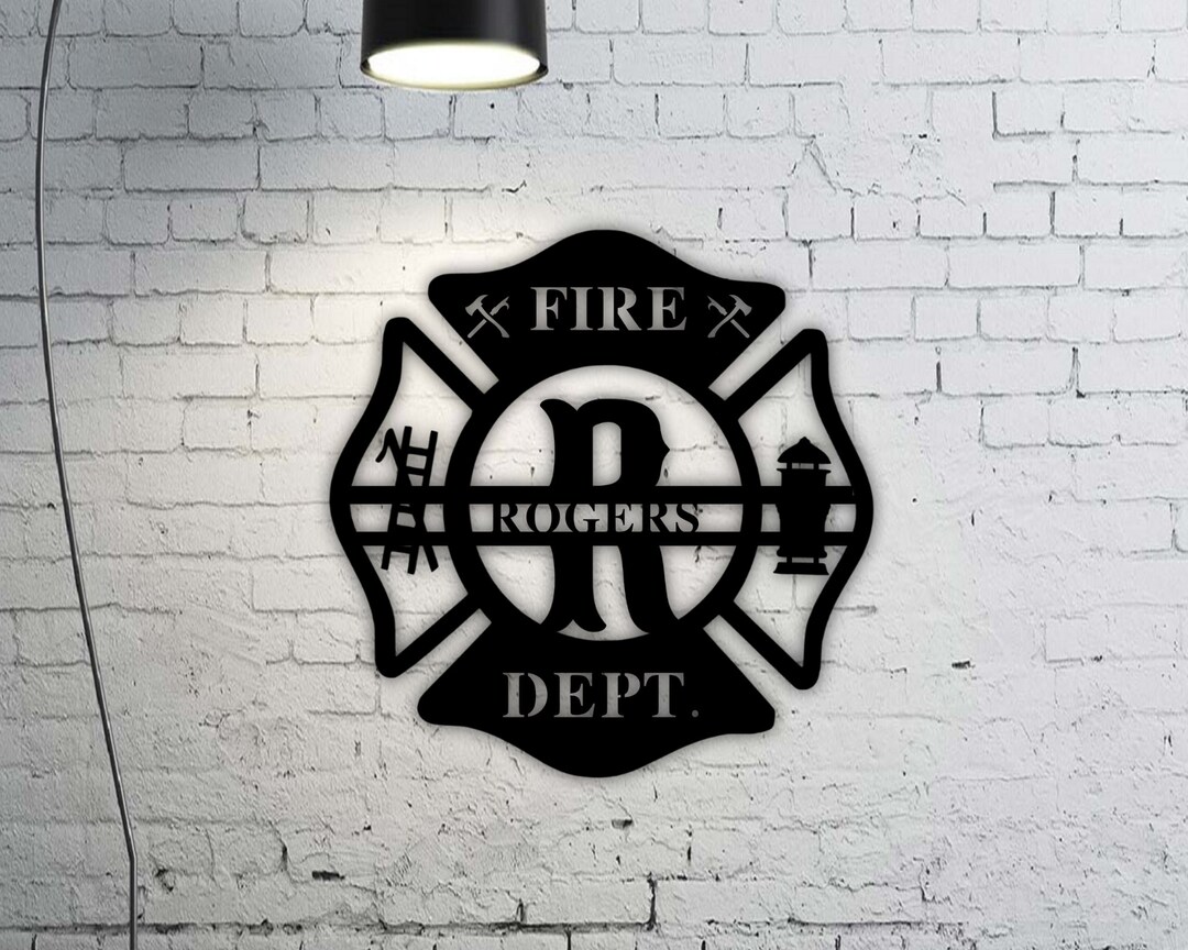 Personalized Metal Maltese Cross Sign, Firefighter Gift, Monogram Door ...