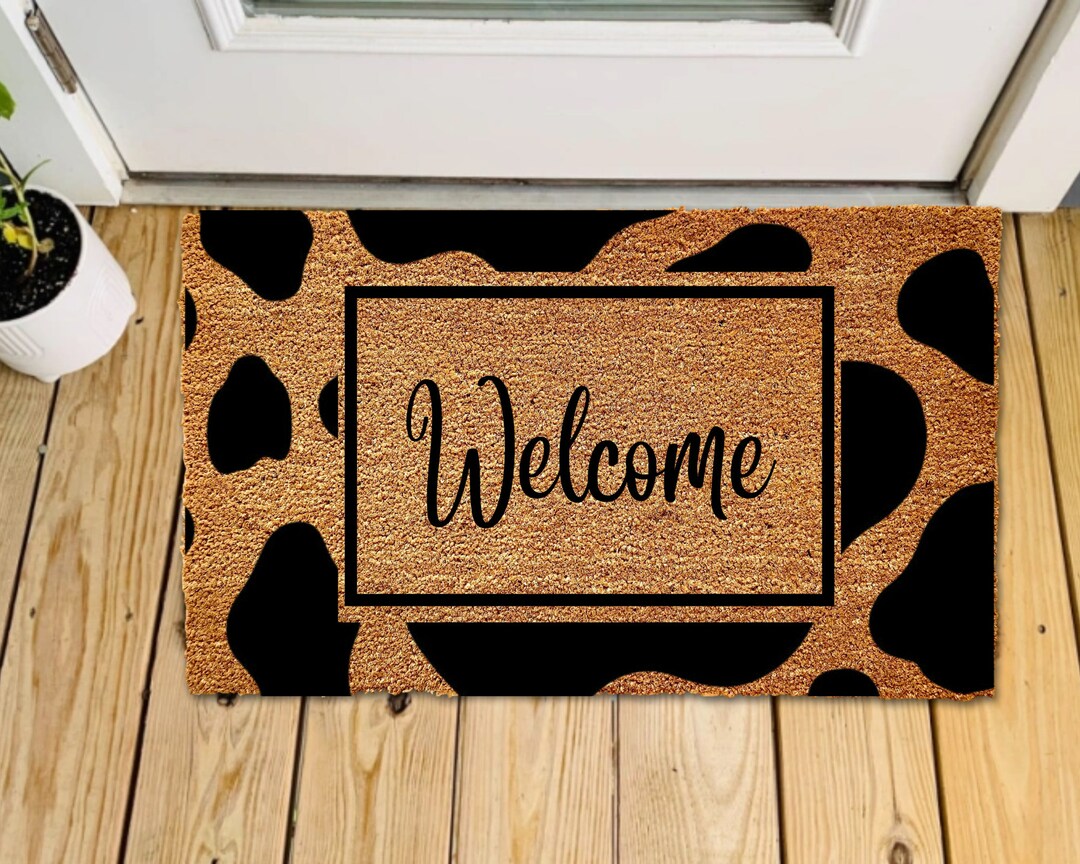 Boho Cow Print Doormat , Boho Decor, Cow Print, Boho Rug, Welcome Front ...