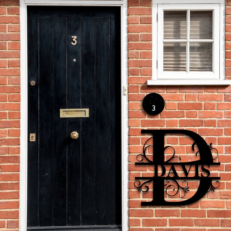 Custom Metal Split Monogram Sign Family Name Metal Sign | Etsy