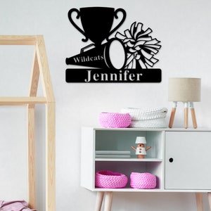 Cheerleading Name Sign, Nursery Decor, Personalized Metal Sign, Metal ...