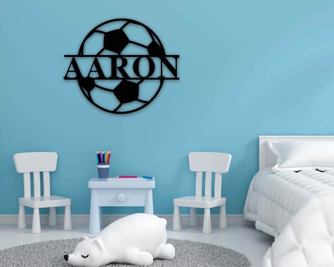 Soccer Name Sign Nursery Decor Personalized Metal Sign | Etsy