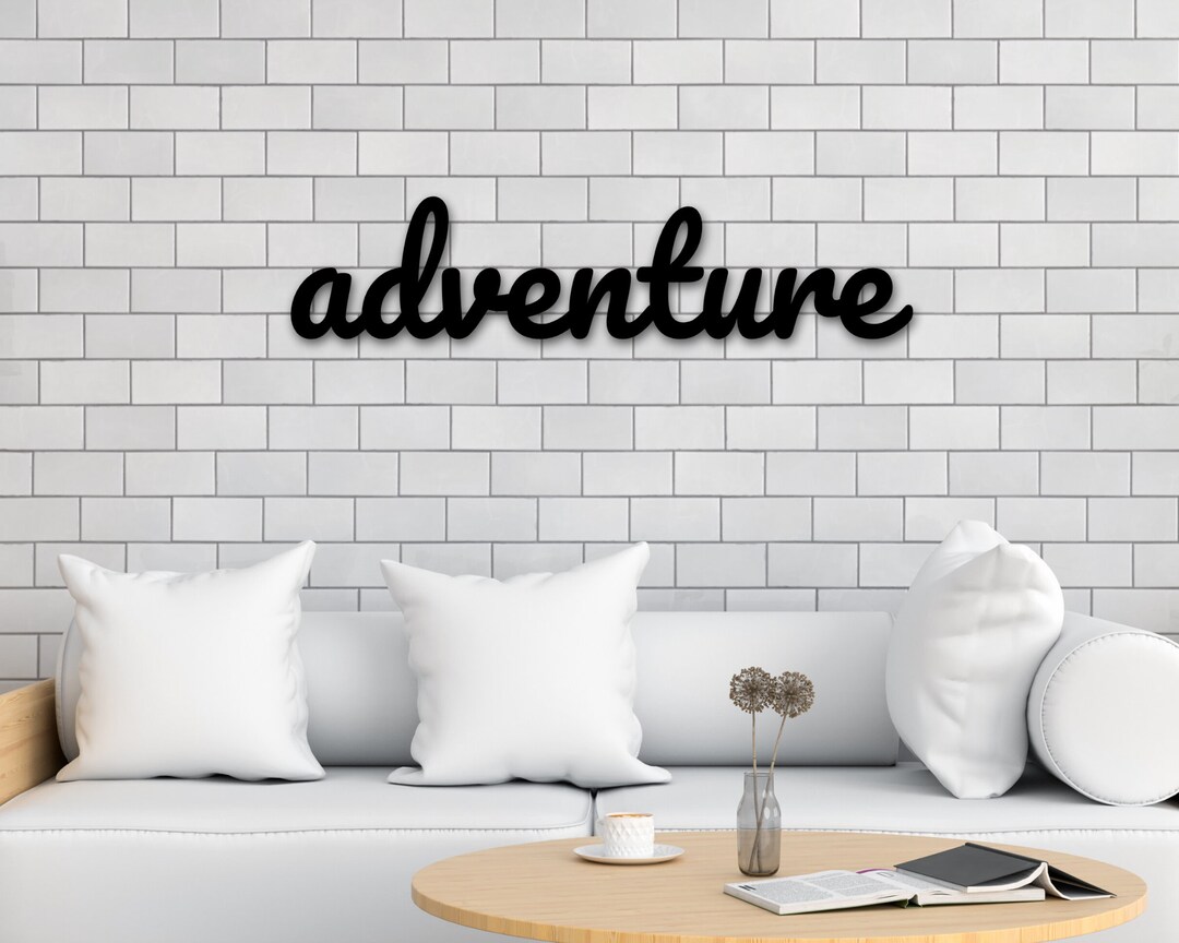 Adventure Sign, Metal Cursive Word Sign, Word Wall Art, Cursive Wall ...