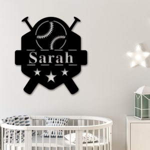 Baseball Metal Wall Art, Metal Sports Decor, Soccer Sign, Softball Name ...