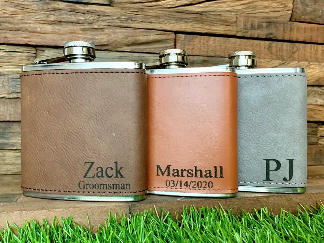 Personalized Leather Flask, Engraved Flask, Flask for Groomsmen ...