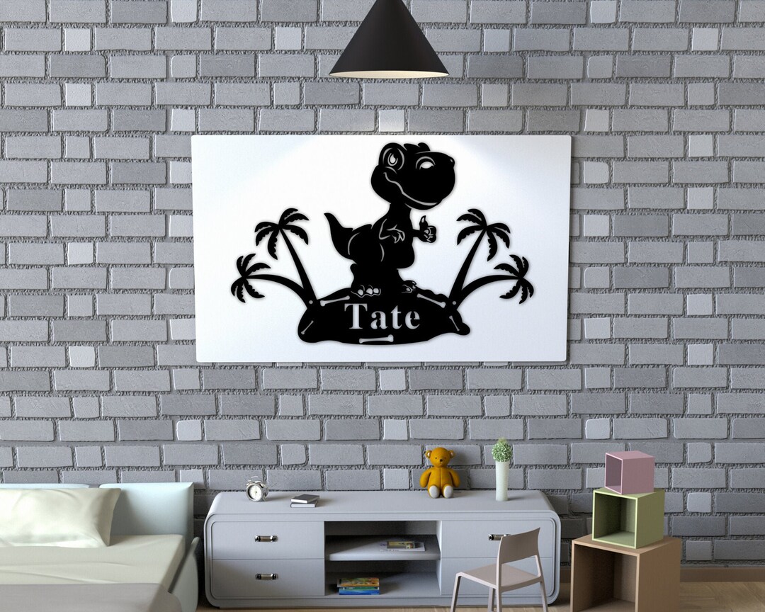 Dinosaur Name Sign. Nursery Decor, Personalized Metal Sign, Metal Name ...