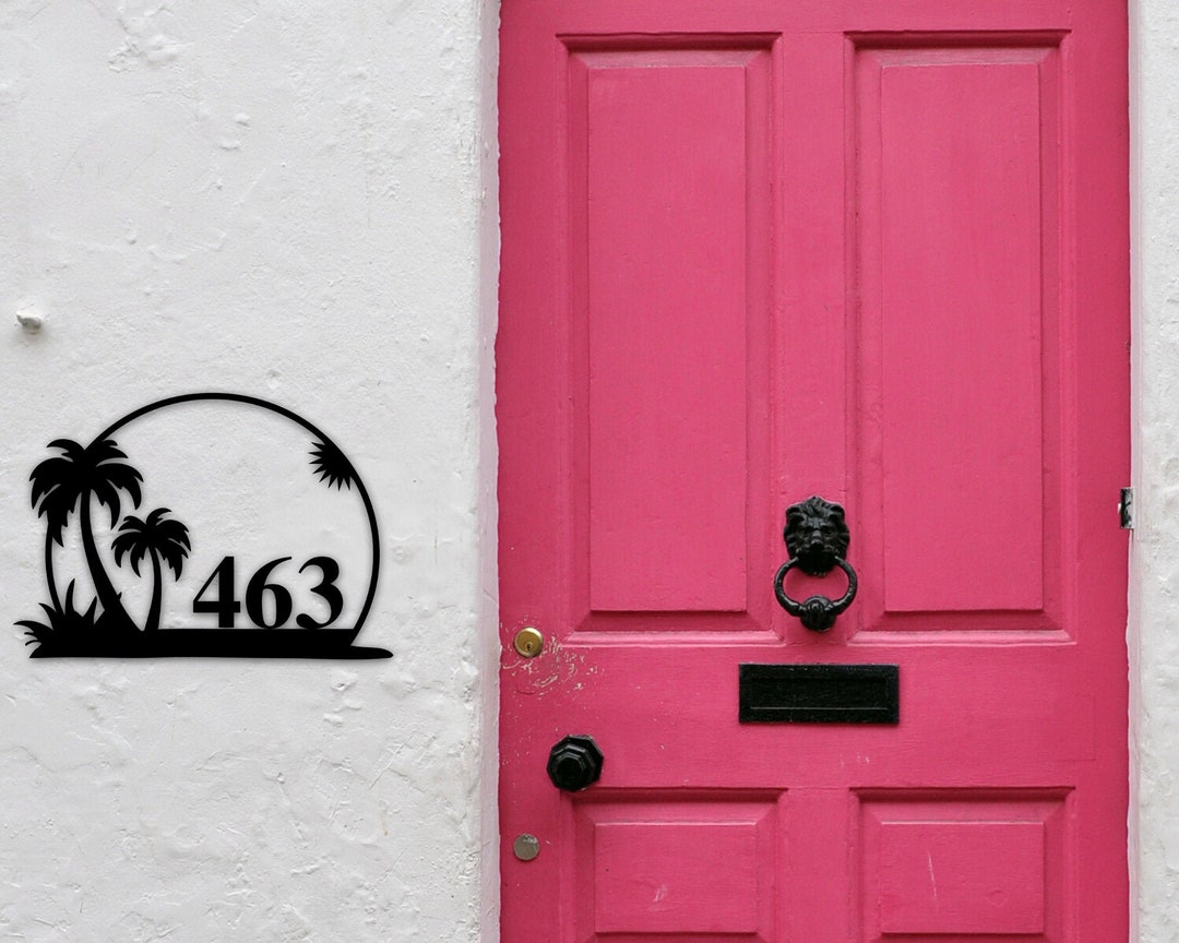 Palm Tree Address Sign, Beach Address Plaque, Sunset Address Numbers ...