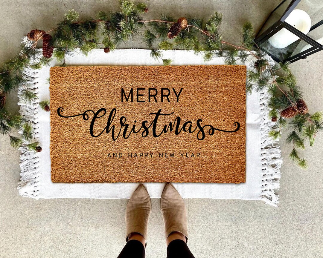 Welcome Christmas Tree Pattern Door Mat, Winter Doormat, Welcome Mat ...